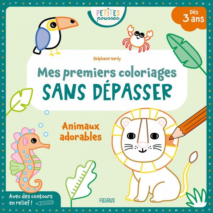 FLEURUS Book Mon premier coloriage sans dépasser adorable animals ...