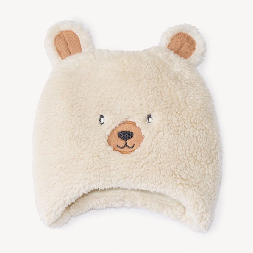 Orchestra Sheepskin teddy bear bonnet for baby Ecru - 44 - Birth kit ...