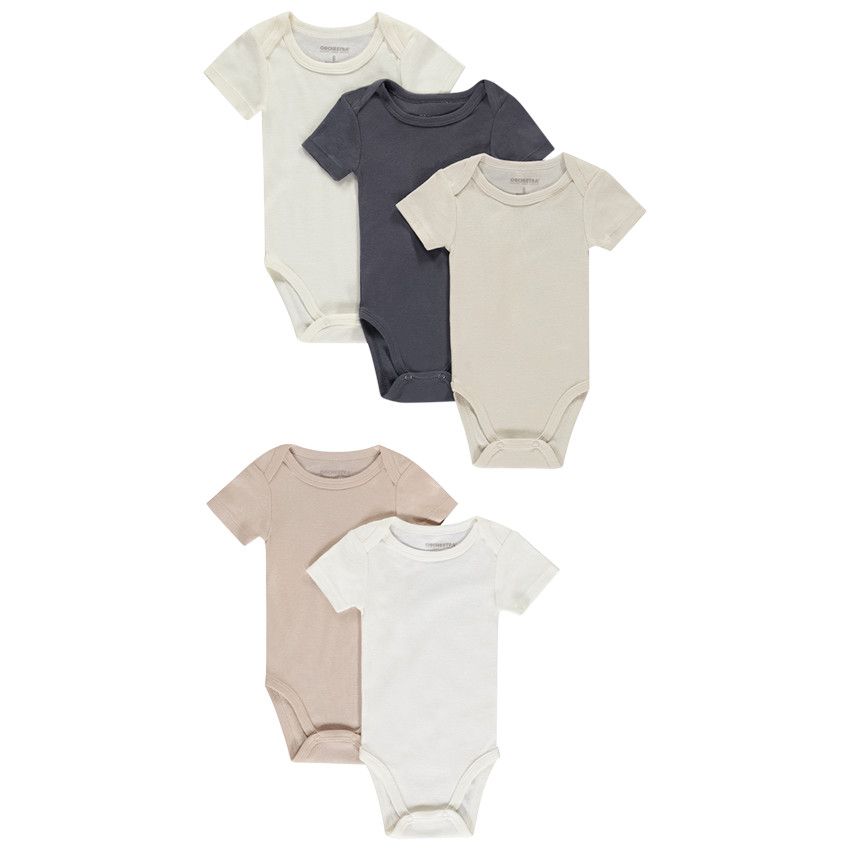 Orchestra Set aus 5 Bodys, Kurzarm, uni, für Babys Ecru - 12 Monate ...