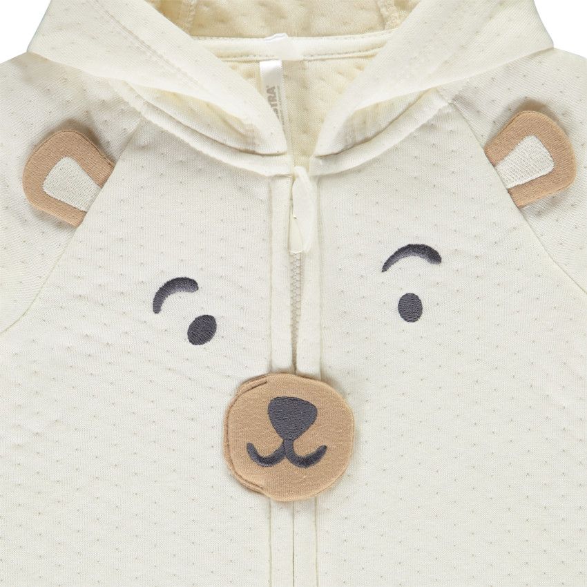 Orchestra Quilted teddy long jumpsuit with hood for baby Ecru - 6 ...