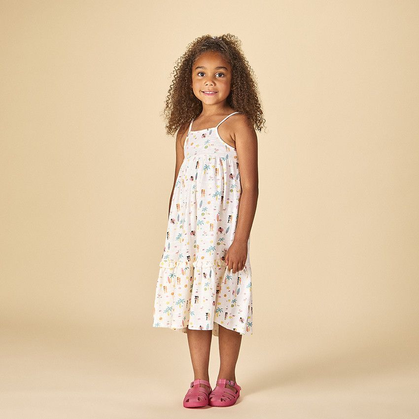 Orchestra Exotic holiday print strapless dress for girls Ecru - 5 years ...