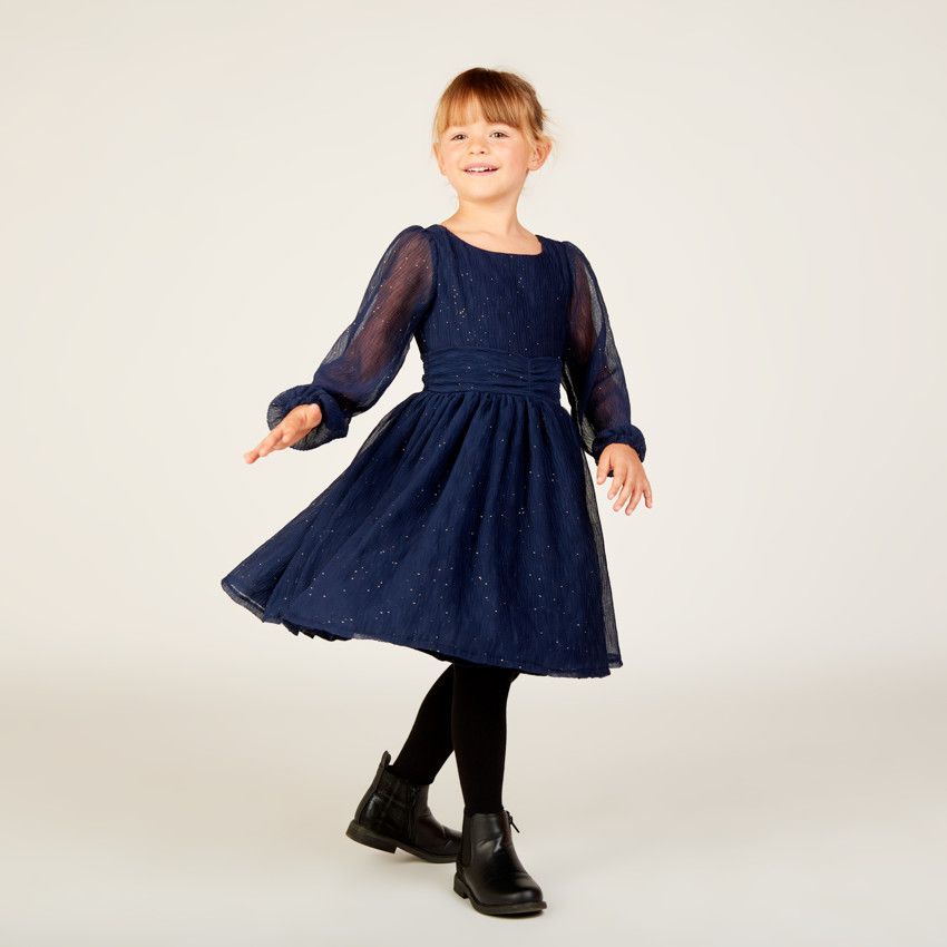 Orchestra Long-sleeved sequined crepe party dress for girls Blue - 12 ...