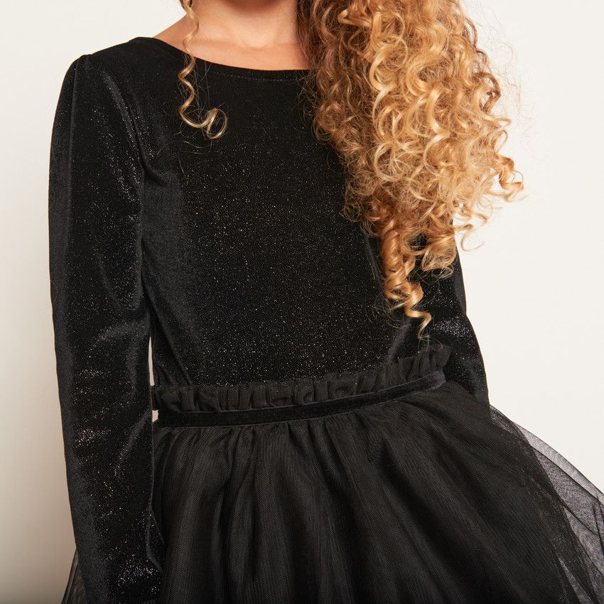 Orchestra Fancy 2-in-1 effect bi-material party dress for girls Black ...