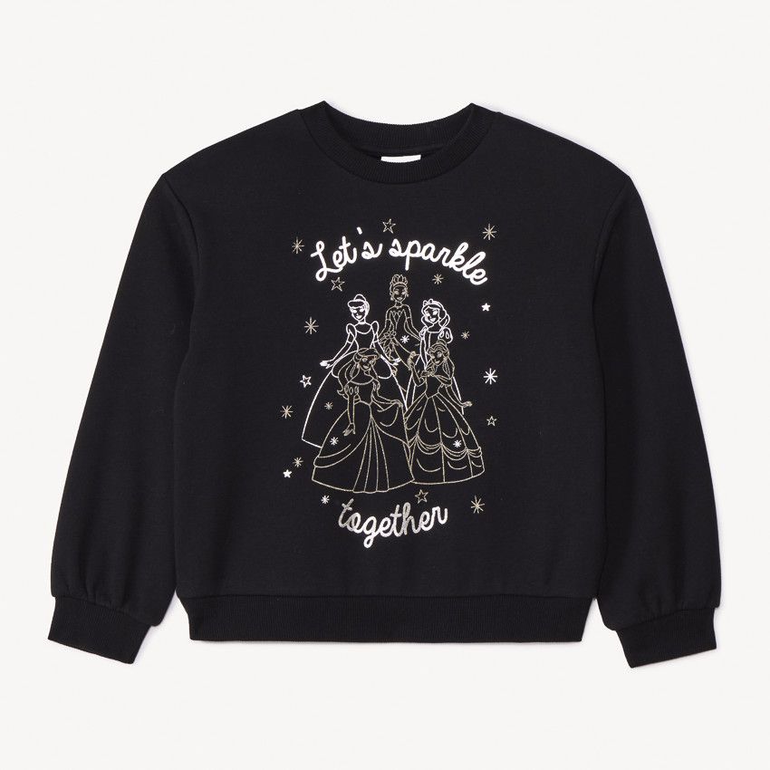 Orchestra Girl's foil print sweatshirt Disney princesses Black - 8 ...
