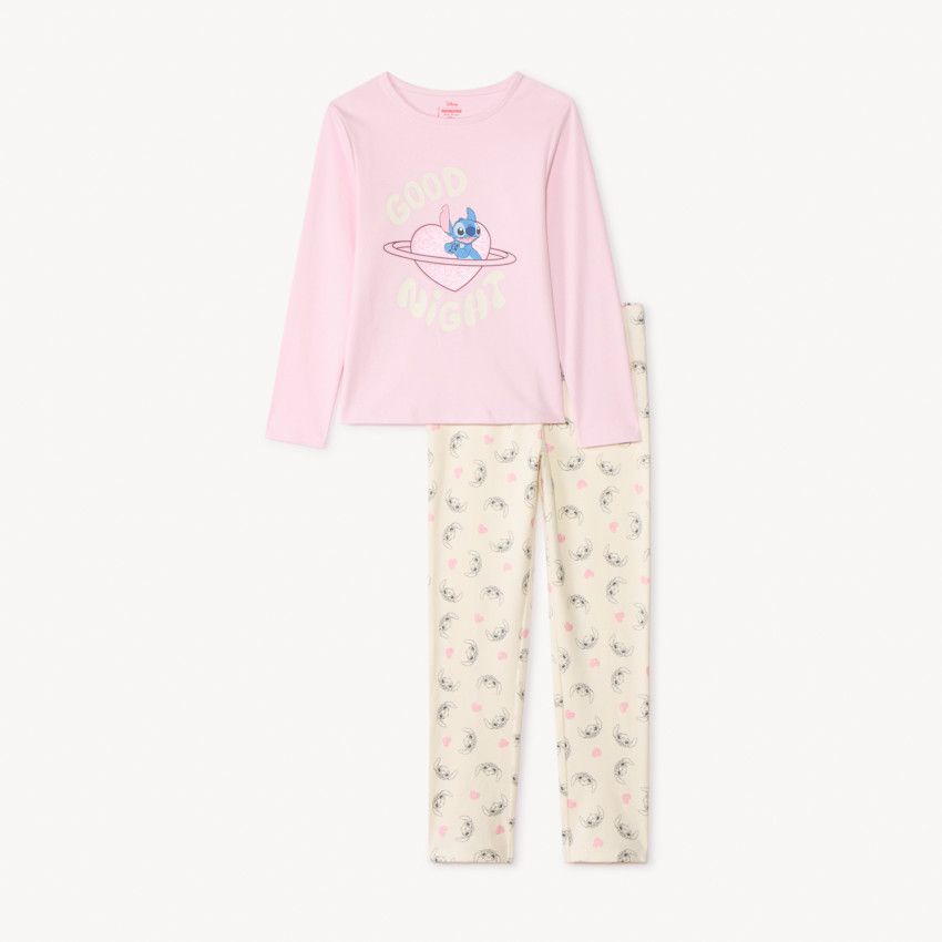 Orchestra Set pyjama long en interlock Stitch Disney pour fille Ecru ...