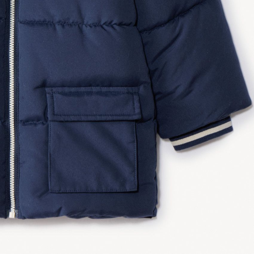 Orchestra Long quilted and sherpa-lined down jacket for baby boys Blue ...