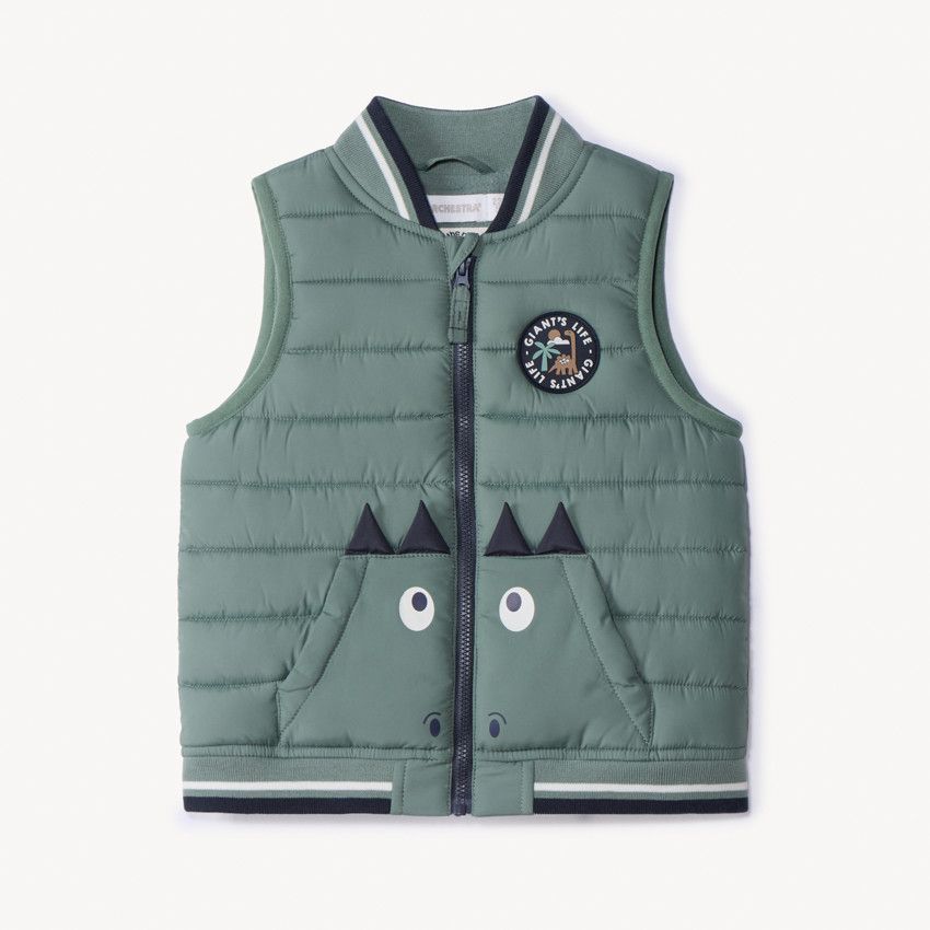 Orchestra Verspielte ärmellose Daunenjacke Dino für Baby-Jungen Grün ...