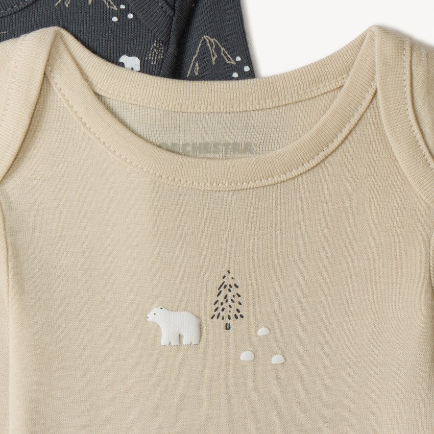 Orchestra Lot de 7 bodies manches longues motifs ski pour bébé Ecru ...