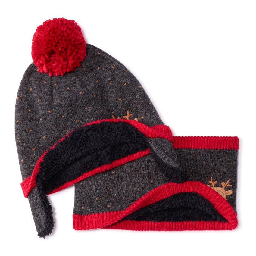 Orchestra Baby boy bonnet + snood set with pompom and embroidered queen ...