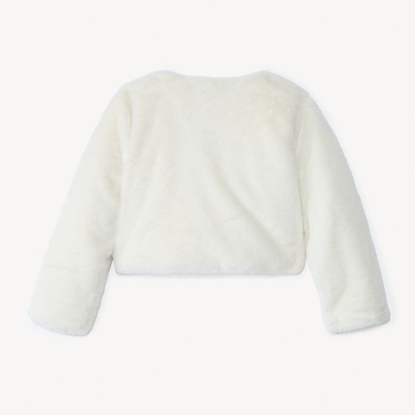 Orchestra Faux fur bolero cardigan with bow for girls Ecru - 4 years ...