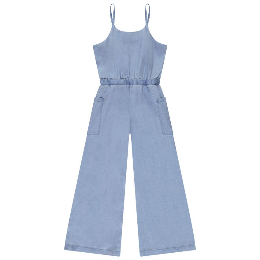 Orchestra Long jumpsuit with straps and coconut buttons for girls Blue ...