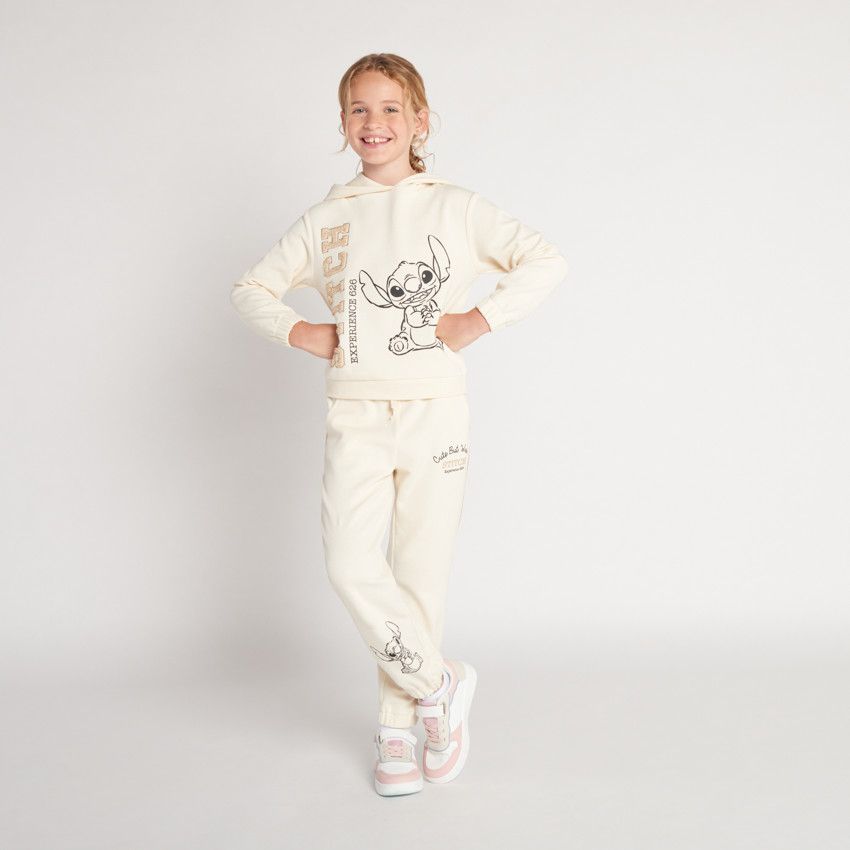 Orchestra Girl's Disney Stitch print fleece jogging suit Ecru - 4 years ...