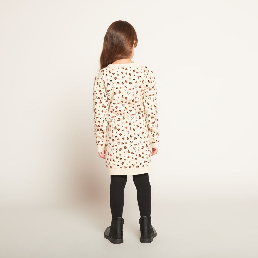 Orchestra Long-sleeved knitted leopard dress for girls Ecru - 14 years ...