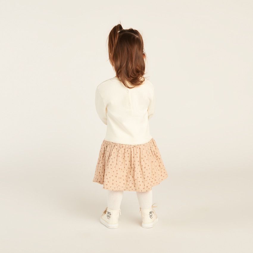 Orchestra Robe bi-matière effet 2 en 1 à pois pour bébé fille Beige ...
