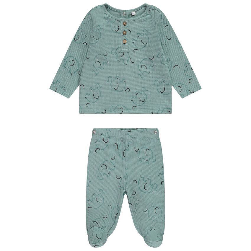Orchestra 2-piece honeycomb pyjamas with elephant print for baby boys ...