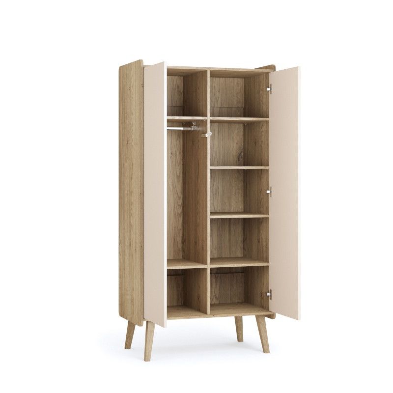 VOX Vintage Fresh 2-door wardrobe wood/white - Wardrobes - Furniture ...