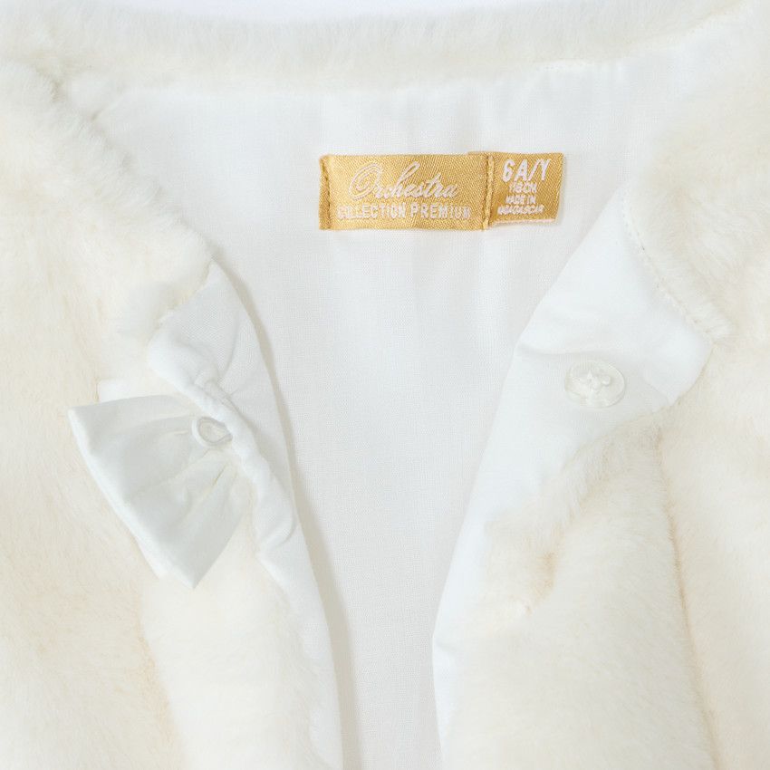 Orchestra Faux fur bolero cardigan with bow for girls Ecru - 4 years ...