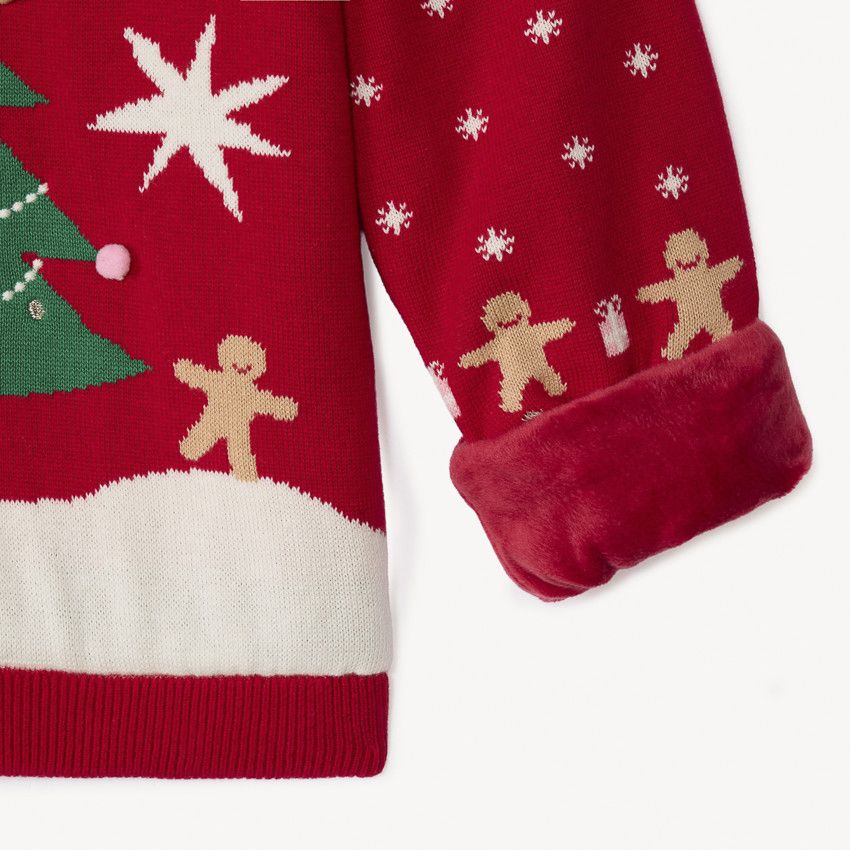 Orchestra Girl's sherpa-lined knitted Christmas jumper Red - 14 years ...