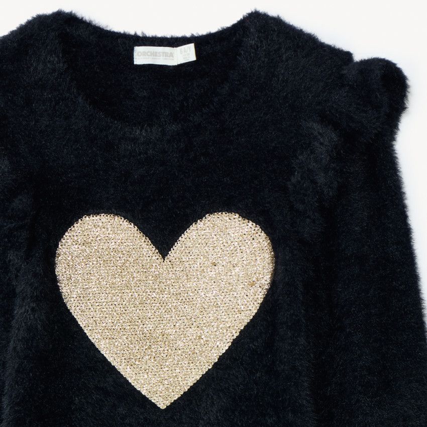 Orchestra Girl's fluffy knitted jumper with fancy ruffles Black - 14 ...