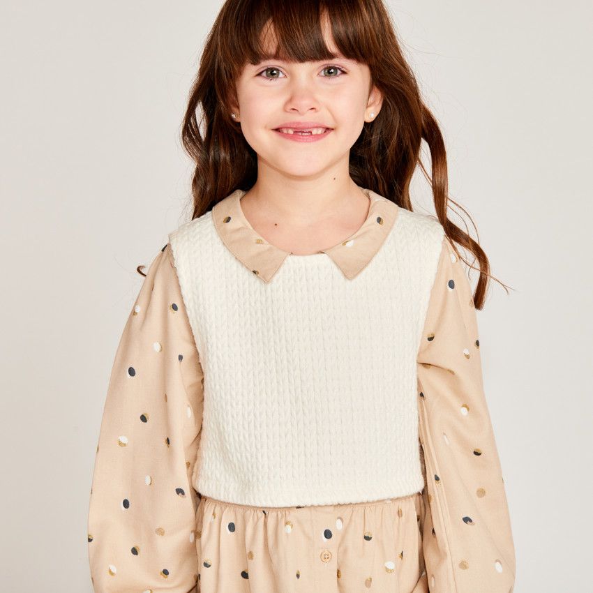 Orchestra Girl's 2-in-1 polka dot long sleeve dress Beige - 12 years old - Dress - Girl - Orchestra