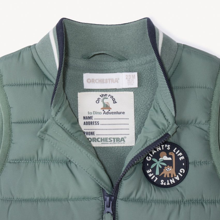 Orchestra Verspielte ärmellose Daunenjacke Dino für Baby-Jungen Grün ...