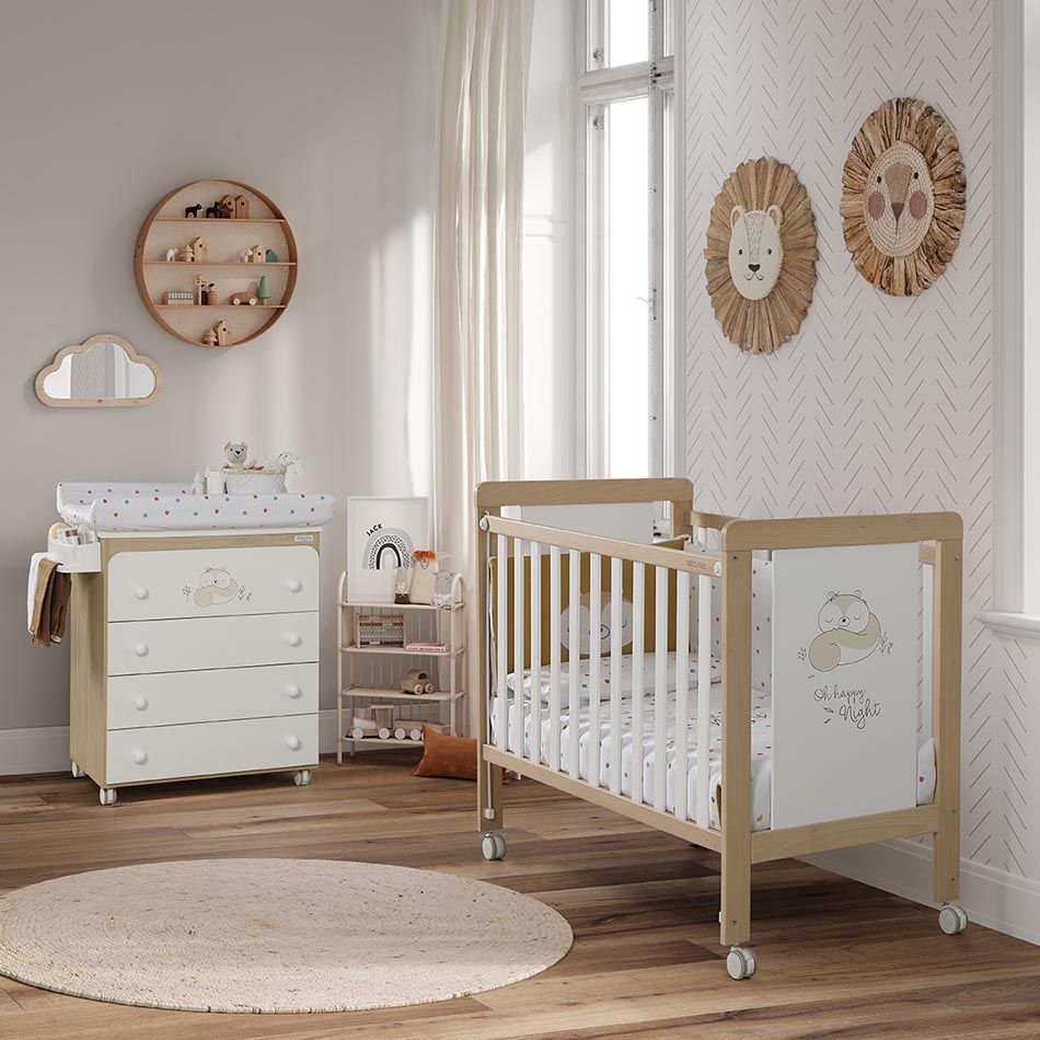 MICUNA Lit bébé 60x120 Happy blanc/naturel - Mobilier - Sommeil - Orchestra