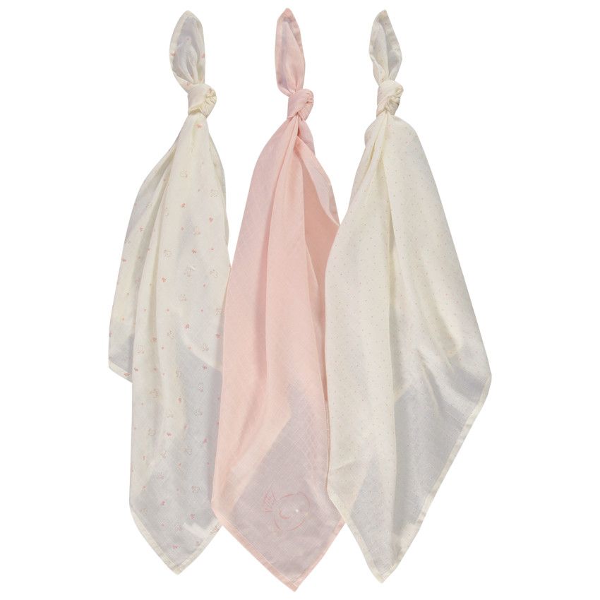 Orchestra Set of 3 fancy tetra diapers for baby girls Ecru - Birth kit ...