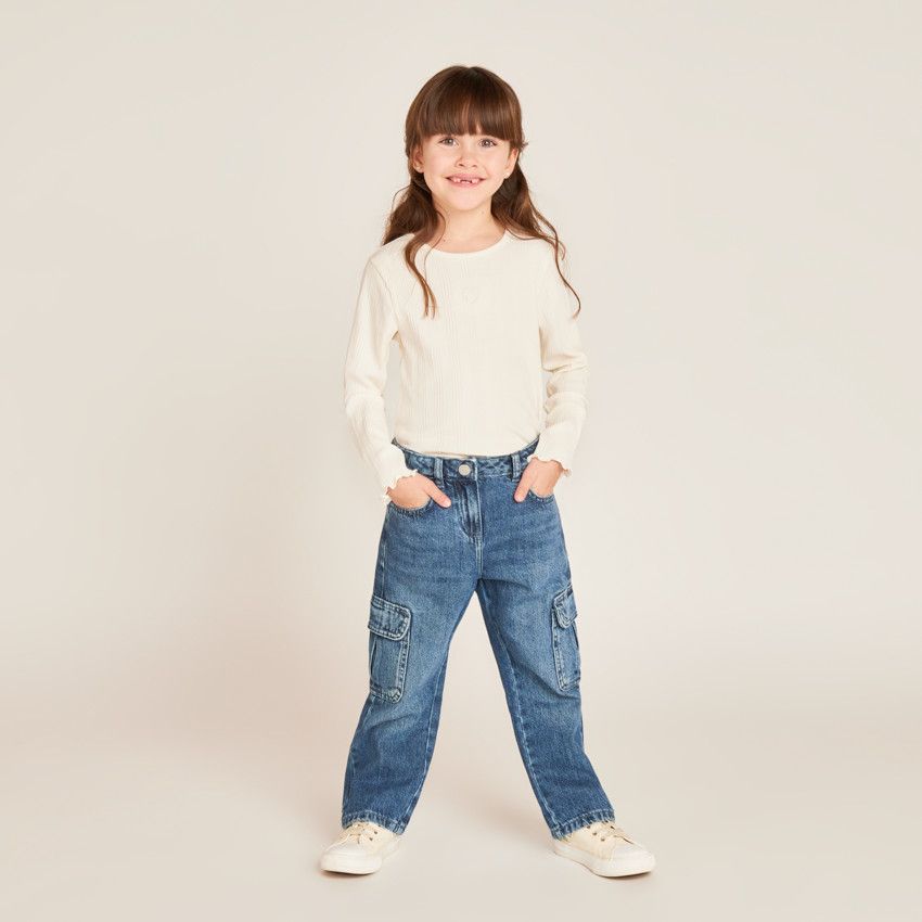 Orchestra Wide leg cargo jeans for girls Blue - 12 years old - Jeans ...