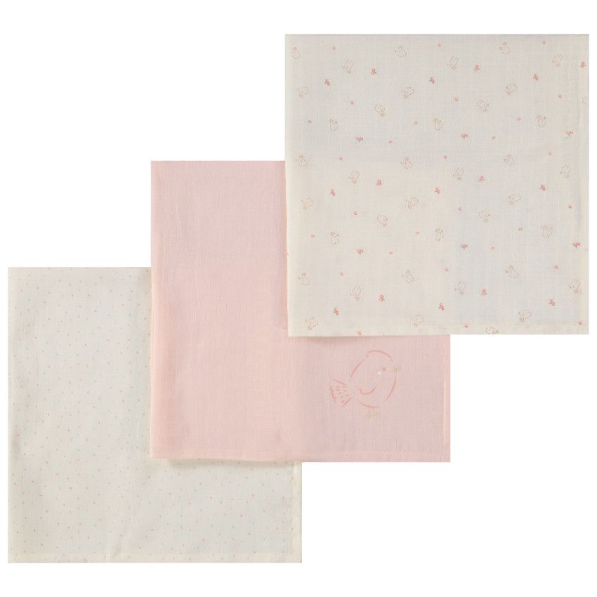 Orchestra Set of 3 fancy tetra diapers for baby girls Ecru - Birth kit ...