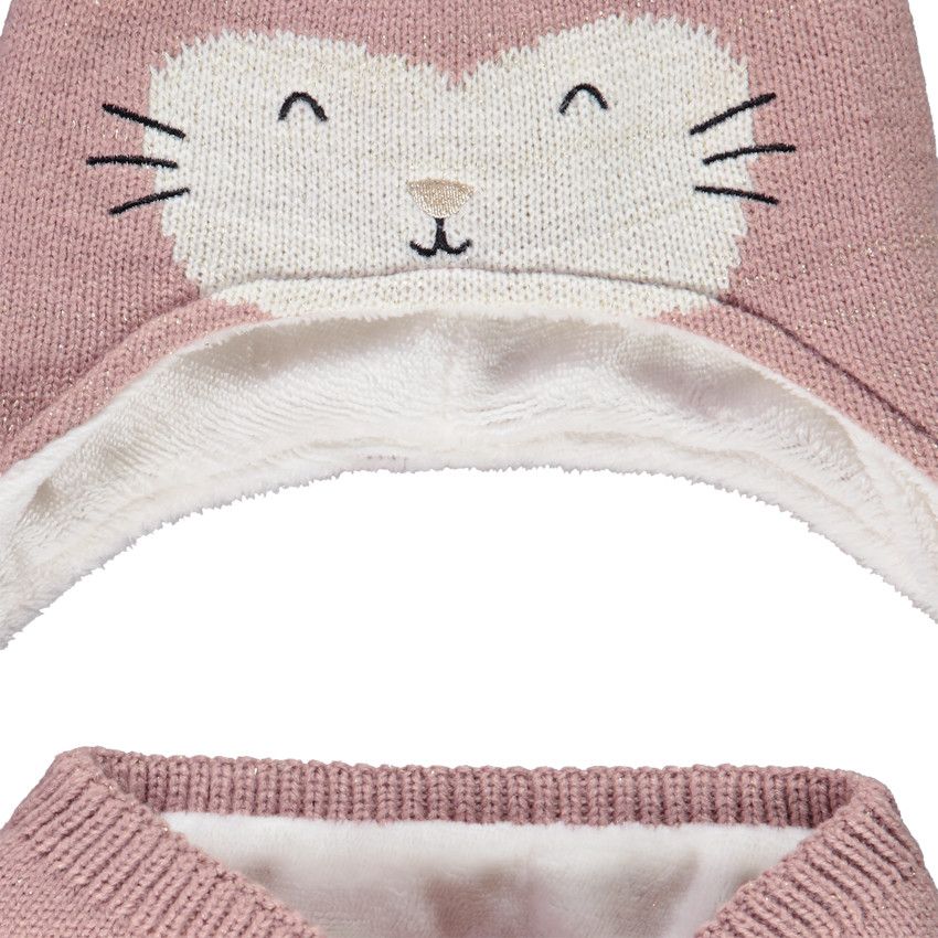 Orchestra Ensemble en tricot bonnet chat + snood pour bébé fille Rose ...