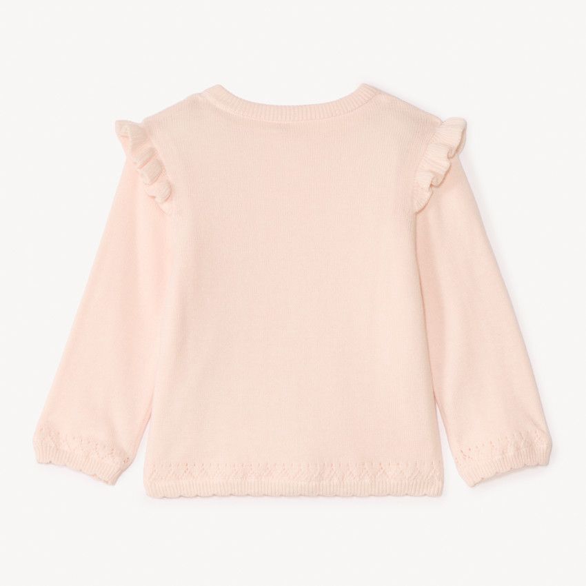 Orchestra Flower embroidered knitted cardigan for baby girl Rose - 3 ...