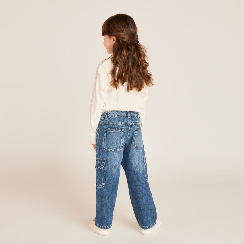Orchestra Wide leg cargo jeans for girls Blue - 10 years old - Jeans ...