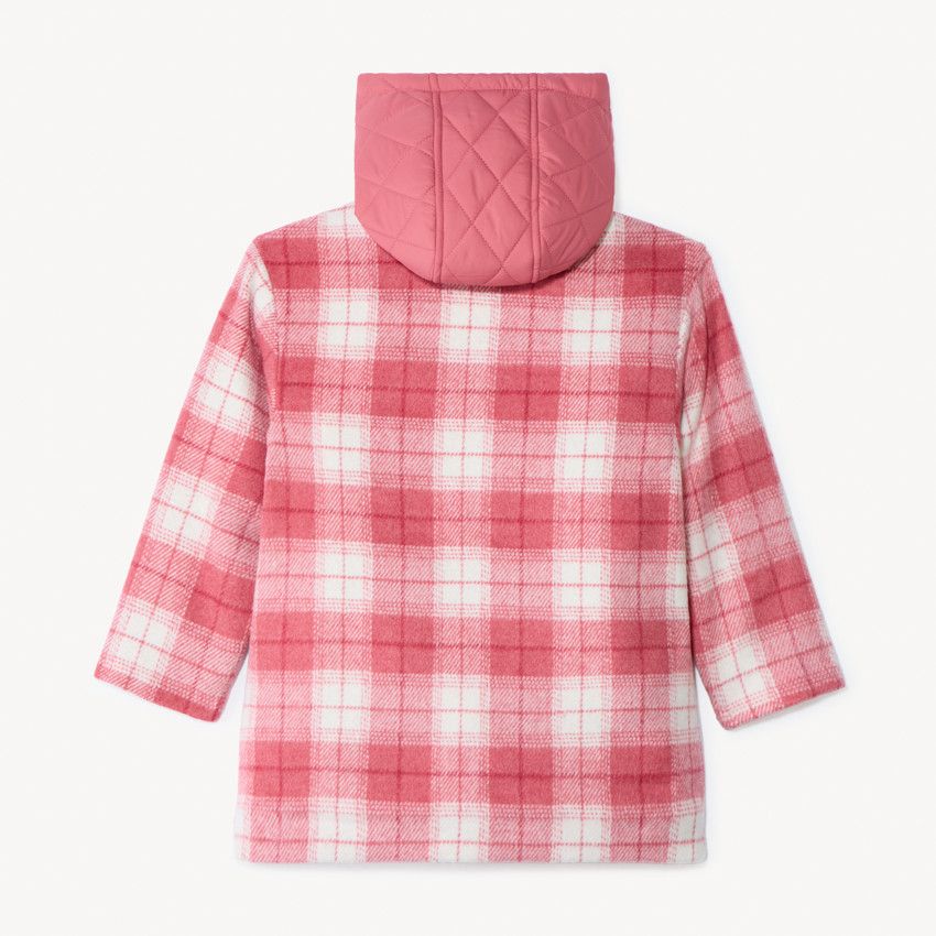 Orchestra Girl's changeable coat in checked woollen cloth Ecru - 4 ...