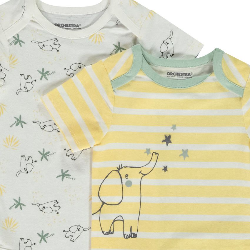 Orchestra Set of 5 fancy short-sleeved baby bodysuits with different ...